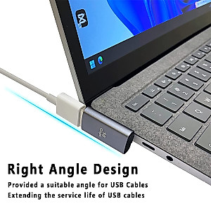 90 Degree USB Adapter (2-Pack) Left Angle USB 3.1 Male to Female Extender USB A-A Direction Converter for PC, Laptop, USB A Charger, Power Bank and More (Both Left Angle)