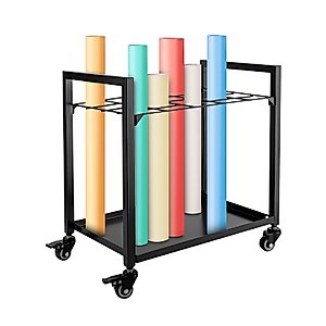 Blueprint Roll File Holder - 20 Slots, Metal Blueprint Storage Cart with Wheels Roll File Holder for Home Office School Blueprint Storage Rack Blueprint Holder
