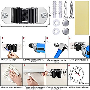 HYRIXDIRECT Mop and Broom Holder Wall Mount Heavy Duty Stainless Steel Wall Mounted Broom Organizer Laundry Room Home Garden Garage Storage and Organization Rack (Silver)