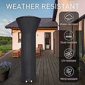 Hayenda Patio Heater Covers, Outdoor Heater Cover with Zipper and Storage Bag Waterproof Covers for Standing Heater, Black 89”Hx33”Dx19”B