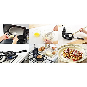 Yoshikawa SJ2275 Waffle Maker, Single, Fluorine Treatment, For Gas Stoves, Black, 13.6 x 5.6 x 1.3 inches (34.5 x 14.3 x 3.2 cm)