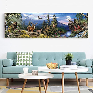 YALKIN 5D Diamond Painting Kits for Adults (35.4x11.8inch) DIY Large Forest Full Round Drill Cross Stitch Embroidery Pictures Arts Paint by Number Kits Diamond Painting Kits for Home Wall Decor