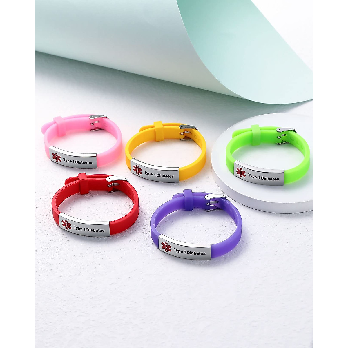 JF.JEWELRY Personalized Medical Alert ID Bracelet | Silicone & Stainless Steel Medical Emergency Bracelet Free Engraved,Adjustable 5.0-7.5 inches