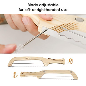 AIEVE Bread Bow Knife For Homemade Bread with 2 Thickness Guide,Wooden,16.5”