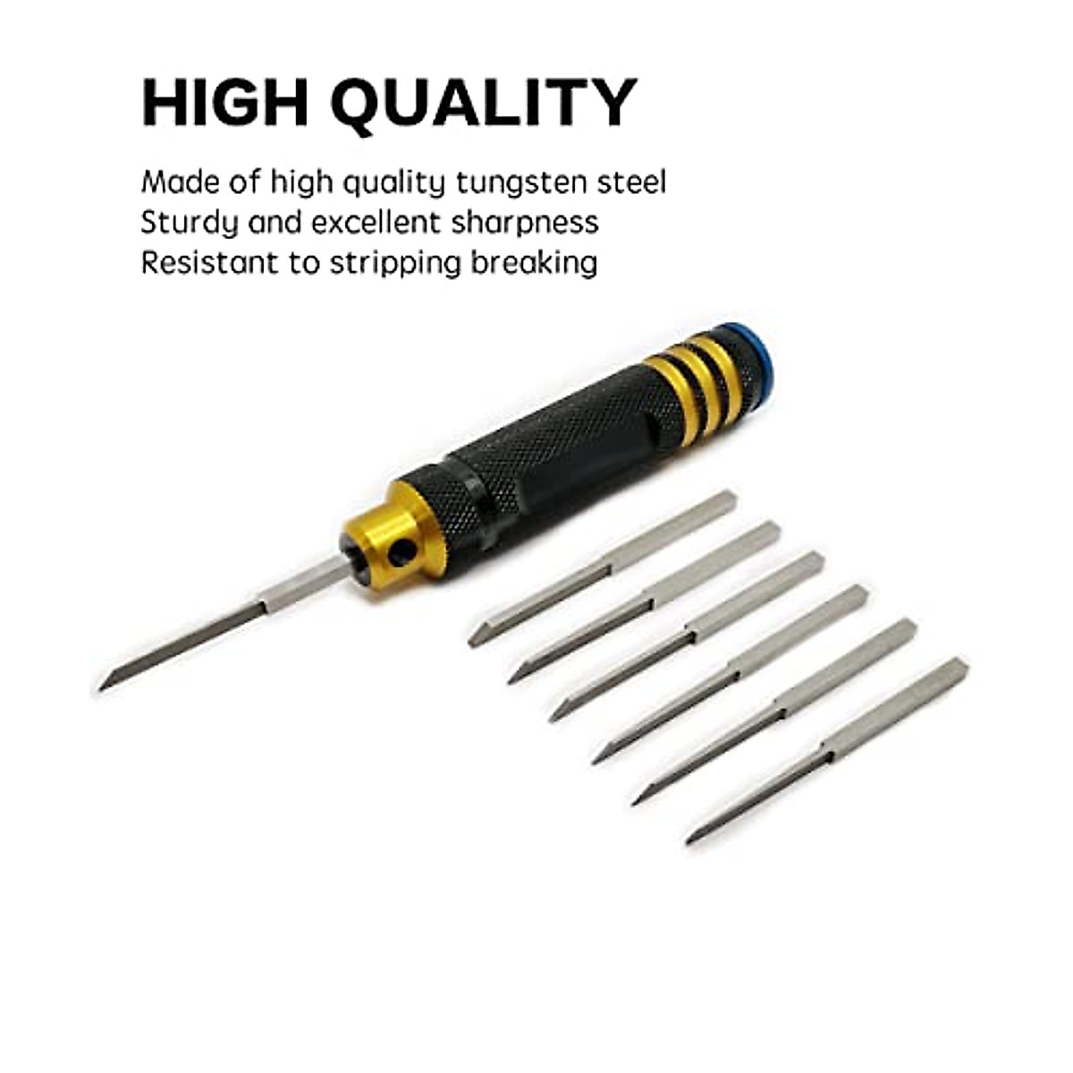 VICRAZZE Model Panel Line Scriber Resin Carved Scribe line Hobby Cutting Tool Model Chisel with 7 Blades 0.1/0.2/0.4/0.6/0.8/1.0/2.0mm for Carving Cutting