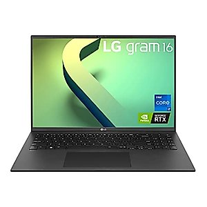 LG gram (2022) 16Z90Q Ultra Lightweight Laptop, 16" (2560 x 1600) IPS Display, Intel i7 1260P CPU, NVIDIA RTX2050 GPU, 32GB RAM, 2TB NVMe SSD, FHD Webcam, WiFi 6E, Thunderbolt 4, Windows 11 Pro, Black