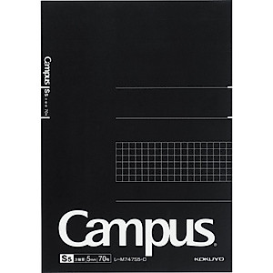KOKUYO Campus Notepad, Business Type, Grid 5mm Ruled, A5, 70 Sheets, Black Cover, Japan Import (RE-M747S5-D)