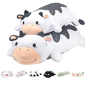 Mewaii Cow Plush Body Pillow, 35" Kawaii Milk Cow Stuffed Animals Squishy Pillow, Cute Plushies Cuddle Pillow for Kids, Long Plush Cow Pillow Toys, Birthday Gifts for Women, Girls and Males
