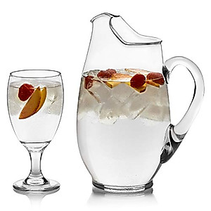 Libbey Carolina Entertaining Set with 6 Goblet Glasses and Pitcher, 16.25 oz