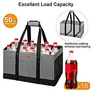 WONDAY Extra Large Utility Tote Bag, Reusable Grocery Bags Foldable, Large Tote Bag With Handles Utility Tote Shopping Bags for Groceries, Storage, Picnic, Beach, Pool, Laundry (Grey)