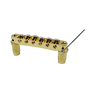Guyker Guitar Tune-O-Matic Roller Saddle Bridge Replacement Part Compatible with Gibson Les Paul LP SG Style 6 String Electric Guitar - GM005, Golden