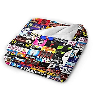 Broadway Musical Collage Blanket Cute Anime Fleece Throw Blankets and Throws for Couch Bed Sofa Office Ultra Soft Lightweight Plush Cozy Warm Flannel Blanket 60"X50"