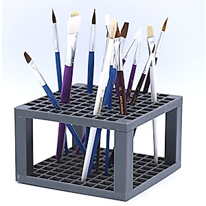 Multi Bin Art Brush Organizer 96 Hole Plastic Pencil & Brush Holder Colored Pencils Markers - Desk Stand Organizer Holder Fits Paint Brushes Dryer Holder for Pens Colored Pencils Markers (1)