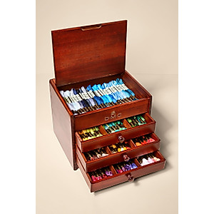 DMC Petite Decorative Wooden Chest With 120 Skeins of Embroidery Thread Essentials Assortment Pack