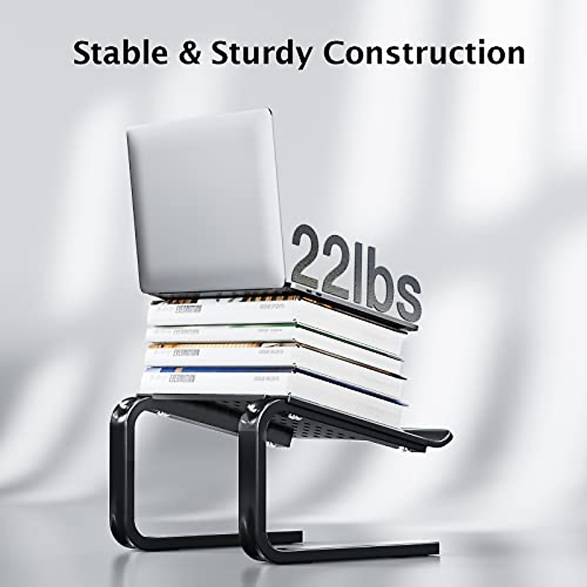 BESTERGO Laptop Stand, Laptop Riser for Desk, Ergonomic Computer Stand Holder for Laptop Compatible with MacBook Air Pro, Dell, Lenovo, HP and All 10-15.6" Laptops, Black