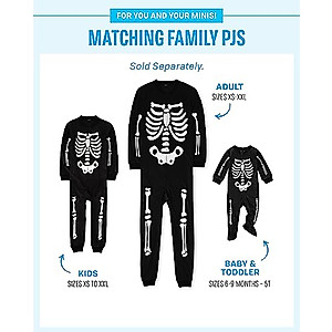 The Children's Place Kids One Piece Family Matching, Halloween Pajama Sets, Cotton, Skeleton, Medium