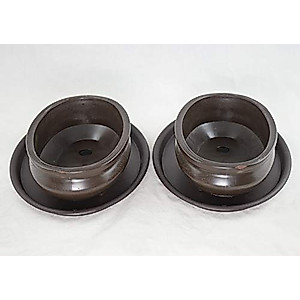 2 Sets Oval Heavy Duty Plastic Cactus & Succulent Planter, Bonsai Training Pot + Tray + Mesh - 7"x 4.5"x 2" Dark Brown