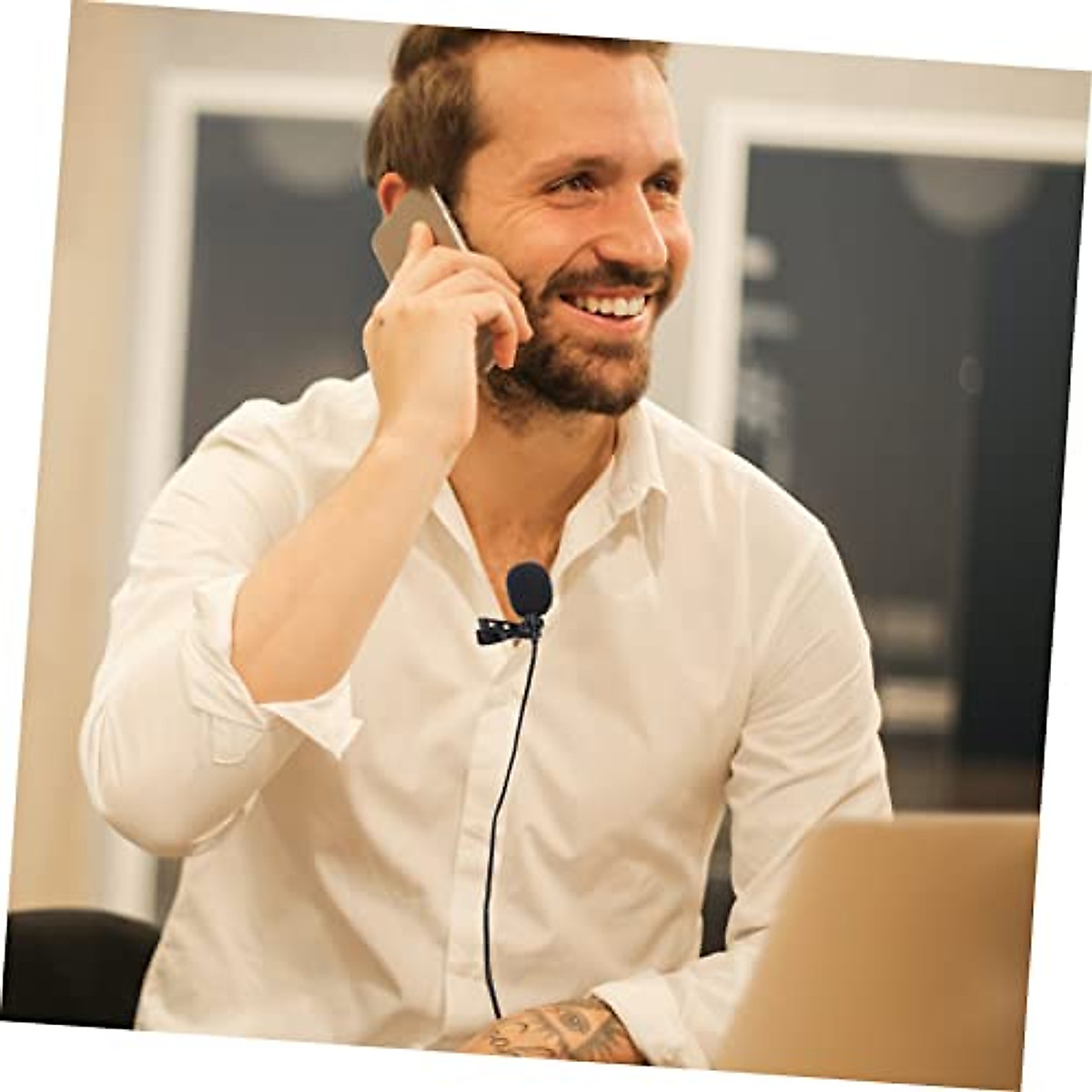 LIGHTAOTAO One for Two Microphones USB Lapel mic lavalier mic Podcasting Microphone Lapel mic for Phone Recording Microphone Phone Microphones Collar mic Smartphone mic Speaker PVC Wireless