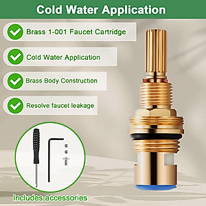 Brass 1-001 Cold Cartridge, Compatible With Brass 1-001 Cartridge, Faucet Cartridge for Bathroom Basin Faucet, Brass Constructio (1-001 Cold Cartridge)