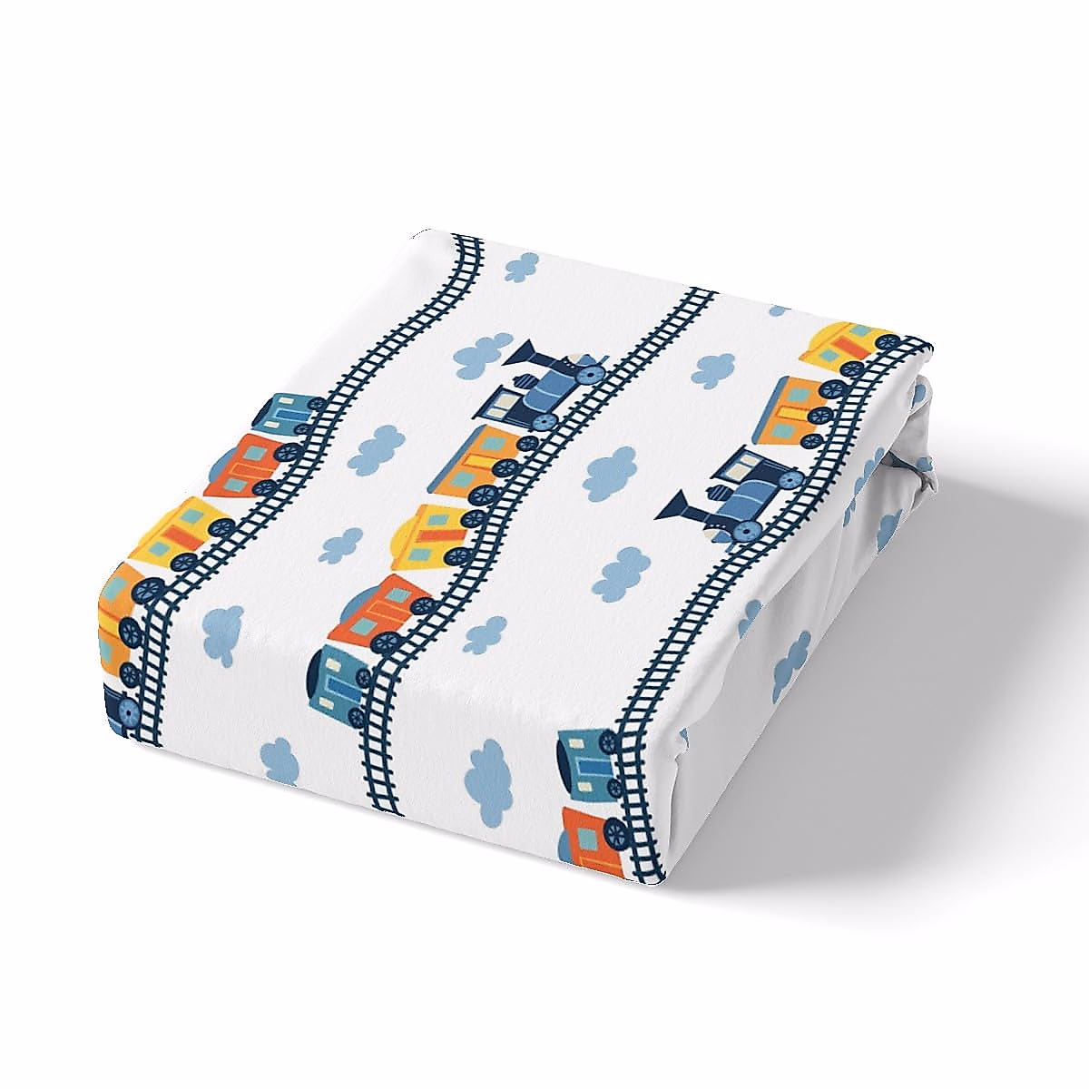 Erosebridal Cute Steam Engine Bed Sets for Kids Toddlers Kawaii Train Comforter Cover Construction Vehicles Duvet Cover Queen Cartoon Railway Bedding Set Boys Car Theme Bedspread Cover 3pcs