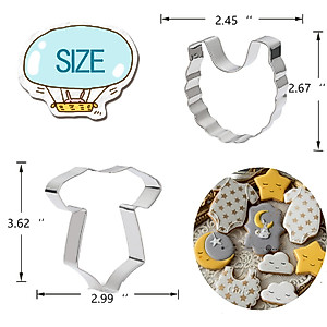 Baby Shower Cookie Cutters, 2 Pieces Baby Onesie and Baby Bib Cookie Cutter Shapes for Birthday Party Baby Shower