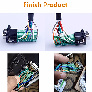 Jienk 4Packs VGA DB15 3 Row Solderless Male/Female Quick Connector, 3+9 D-SUB 15 Pin Port Terminal Solderfree Breakout Connector Board with Case Accessories Long Bolts