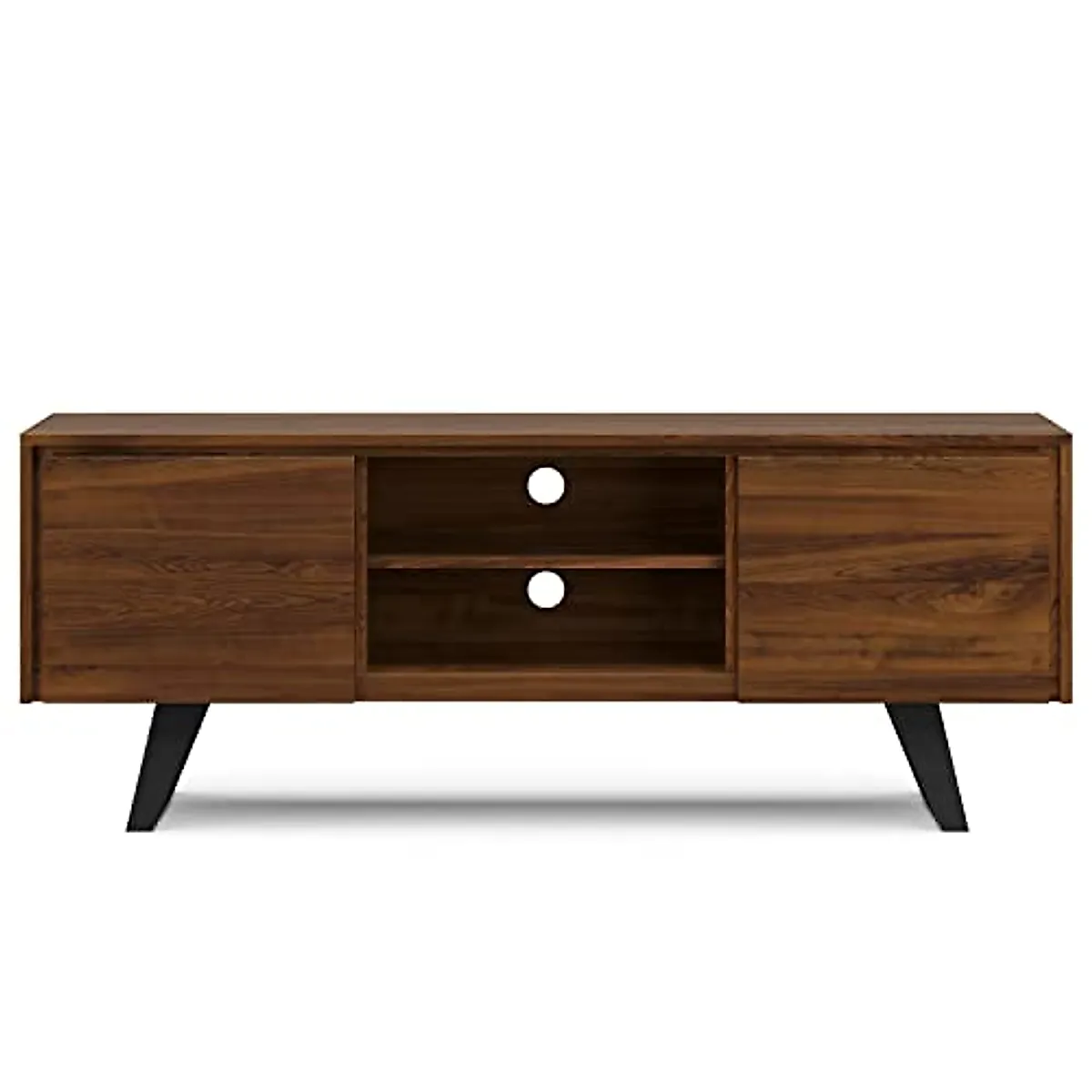 SIMPLIHOME Lowry 63 inch Wide Modern Industrial TV Media Stand in Walnut For TVs up to 70 inches for the Living Room and Entertainment Center
