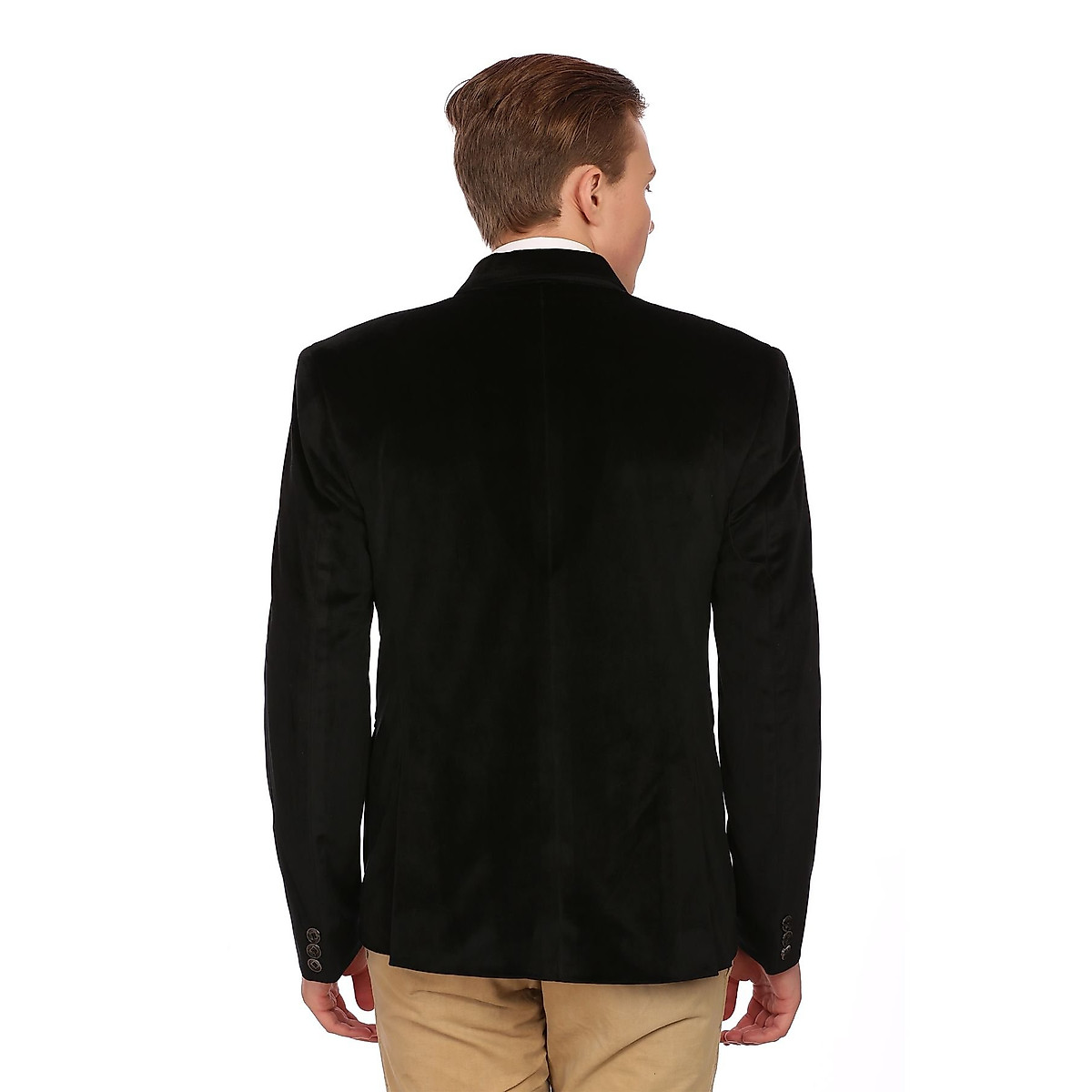 WINTAGE Men's Velvet Two Buttoned Notch Lapel Party Black Coat Blazer