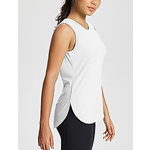 BALEAF Women's Workout Tank Tops Sleeveless Athletic Tennis Exercise Running Shirts with Side Slit White M