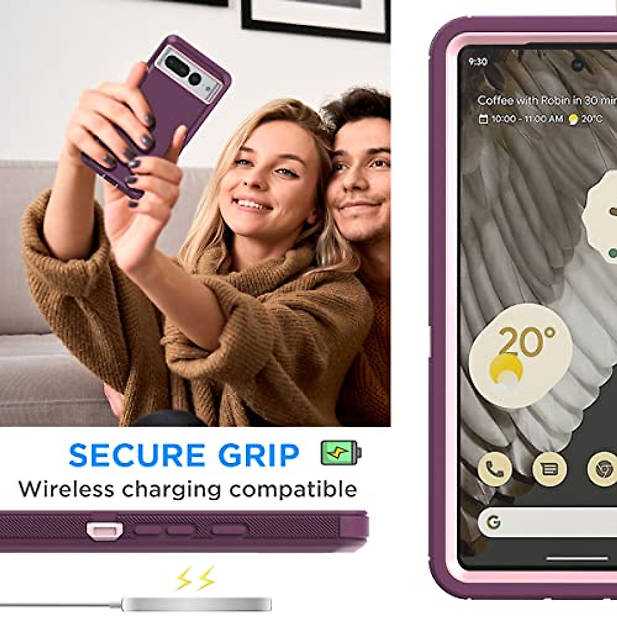 AICase for Google Pixel 7 Pro Case,Heavy Duty Drop Protection Full Body Rugged Shockproof/Dust Proof Military Protective Tough Durable for Google Pixel 7 Pro 6.7" 2022-3 Burgundy