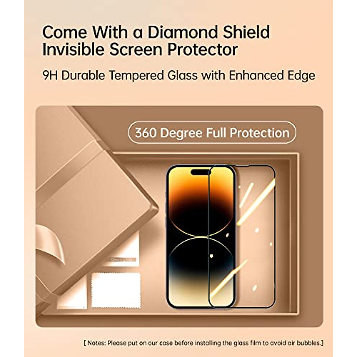 JUESHITUO Magnetic Clear for iPhone 14 Pro Max Case with Full Camera Protection [Never Yellow] [No.1 Strong N52 Magnets] [Military Grade Drop Protection] for Women Girls Phone TPU Case (6.7")-Golden