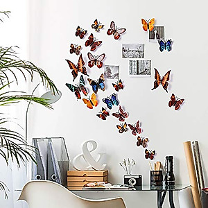 Amaonm® 24pcs 3D Vivid Special Man-Made Lively Butterfly Art DIY Decor Wall Stickers Decals Nursery Decoration, Bathroom Décor, Office Décor, 3D Wall Art, 3D Crafts for Wall Art Kids Room Bedroom