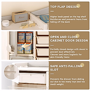 Toy Organizers and Storage Bins, Kids Toy Storage Organizer with 10 Toy Bins and 3 Cabinet, Multipurpose Shelf to Picture, Book, Clutter and Toy Storage Ideal Solution for KidRoom, Nursery, Playroom