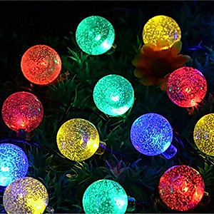 2 pack Solar String Lights Solar Fairy Christmas String Lights Crystal golobe ball Flower Garden LED Lights Waterproof Lamp Decorative Lighting for Home, Garden, Party, Festival Holiday Decorations