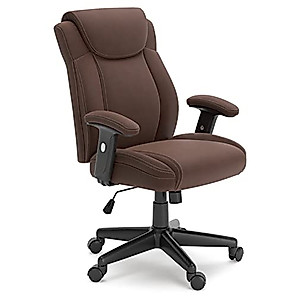 Signature Design by Ashley Corbindale Classic Upholstered Home Office Swivel Desk Chair, Brown & Black