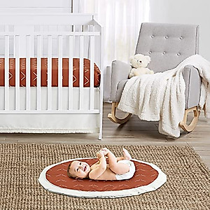 Sweet Jojo Designs Boho Arrow Boy Girl Baby Playmat Tummy Time Infant Play Mat - Ivory Burnt Orange Rust Off White Farmhouse Southwest Shabby Chic Designer Neutral Bohemian Diamond Tuft Collection