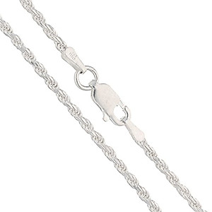 2mm Sterling Silver 32" Diamond-Cut Rope Chain Necklace(Lengths 14",16",18",20",22",24",26",28",30",32",34",36")