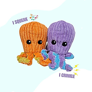 Tifa Lynn Octopus Dog Toys/Dog Toys/Puppy Toys/Dog Toys for Large Dogs/Dog Chew Toys/Squeaky Dog Toys/Durable Dog Toys/Stuffed Dog Toys for Small, Medium, Large Dogs/Crinkle Dog Toys (Orange/Yellow)