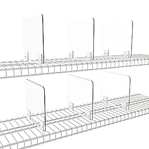 BTSD-home 6 Pack Acrylic Wire Shelf Dividers for Closet Organization Clear Shelf Dividers for Wire Shelves in Bedroom, Kitchen and Office