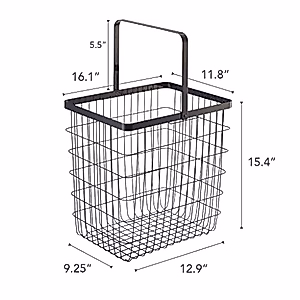 YAMAZAKI home 3163 Laundry Basket Large Storage Hamper, Black