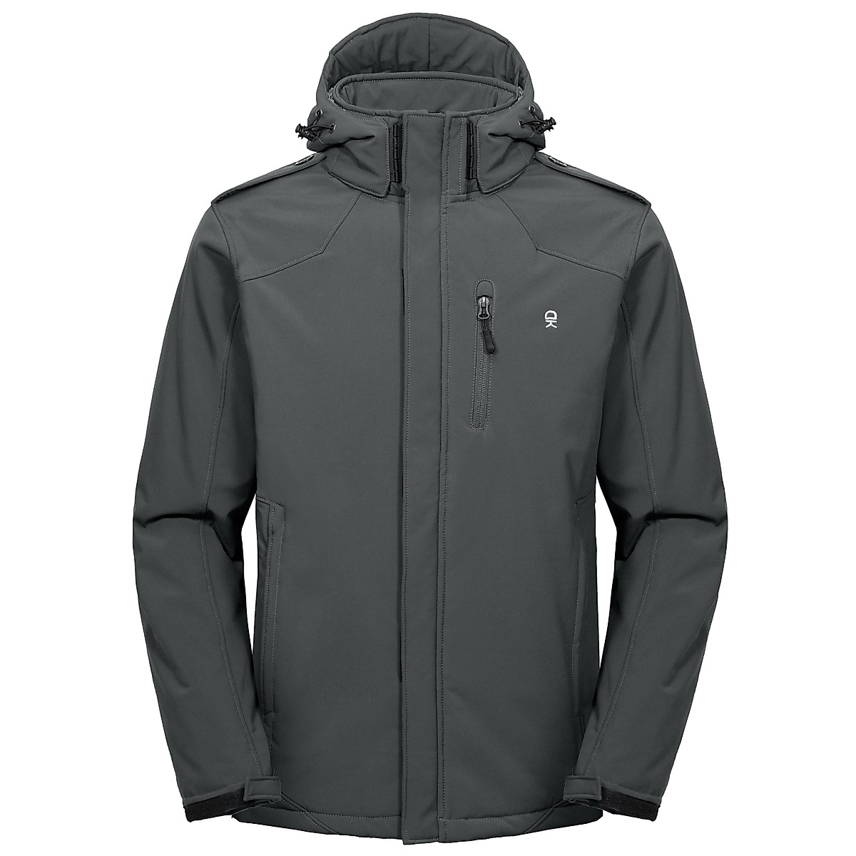 Little Donkey Andy Men's Warm Winter Softshell Jacket Windproof Mountain Ski Snow Coat with Removable Hood Grey L