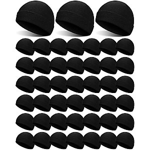 Tarpop 48 Pcs Winter Beanies Bulk Unisex Warm Skull Cap Elastic Knitted Beanie Hats for Men Women Gifts (Black)