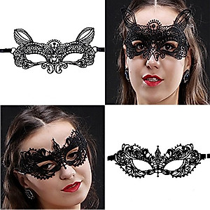 CNYMANY 15 Packs Women's Sexy Flexible Lace Masks Eye-mask for Ball Party Venetian Masquerade Costume - Black