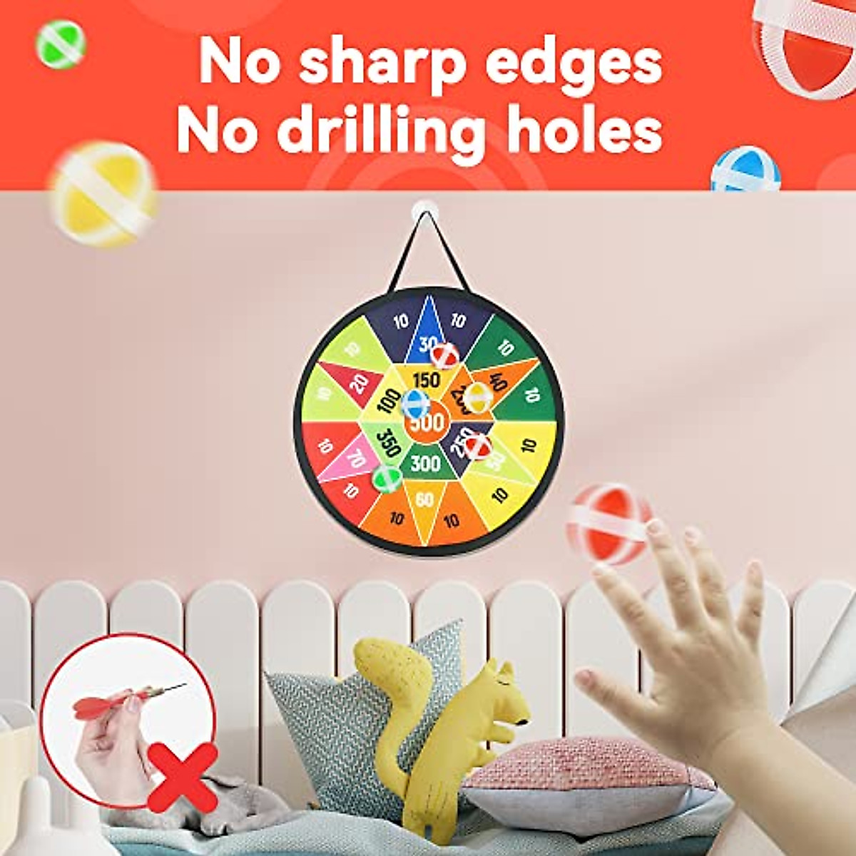 BELLOCHIDDO 14" Dart Board for Kids, Dart Game for 3 4 5 6 7 8 9 10 Years Old Boys & Girls with 8 Sticky Balls, Kids Toys, Indoor Outdoor Party Games Toys, Birthday for Toddlers