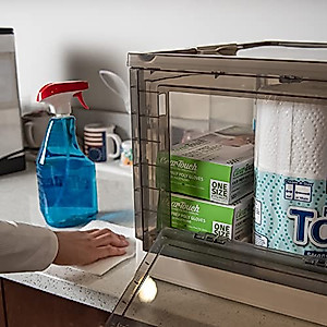 Best Home Fashion 2 packs LARGE Storage Bins Side Opening, Stackable Lid Collapsible, Foldable, Easy Tidy Up with Storage Box, Ideal for Home & Office Organization Storage Cube (Large, White)