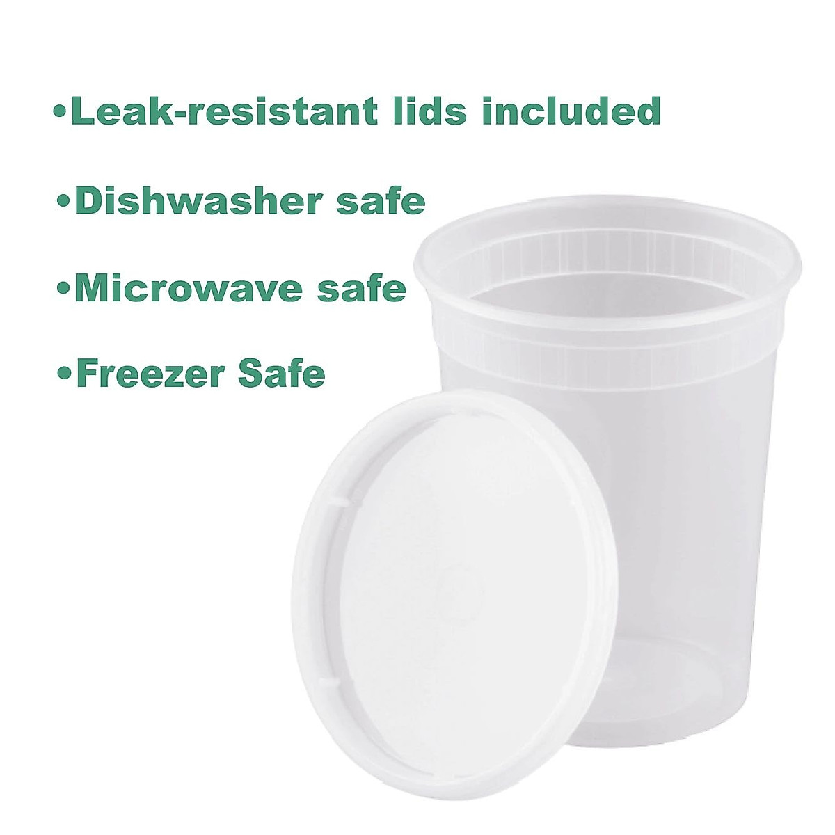 G-BOX 32 OZ Deli Containers with Lids - [48 Sets] [32 OZ Soup Containers with Lids, Stackable, BPA-Free, Leak Resistant, Reusable, Dishwasher Safe, Microwave Safe, Freezer Safe]