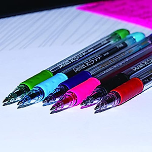 Pentel R.S.V.P. Ballpoint Pen, 0.7mm Fine Tip, Sky Blue Ink, Box of 12 (BK90-S)