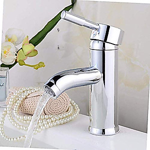 LUOFDCLDDD Water-Tap Bathroom Sink Tap Kitchen Sink Tap Stainless Steel Basin Faucet Polished Deck Mounted Bath Faucet Single Handle Hole Sink Mixer Water Tap Kitchen Faucet/a