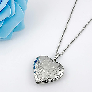 YOUFENG Locket Necklace that Holds Pictures Flower Lockets Necklaces Pendant 18K Gold Plated Gifts Jewelry Silver Heart