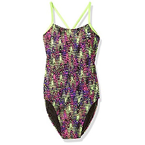 TYR Women's Waikiki Cutoutfit Swimming One Piece, Yellow/Purple, Size 30